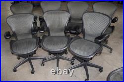 8 HERMAN MILLER AERON Mesh Desk OFFICE CHAIRS with LUMBAR 3 SIZES! A, B ...
